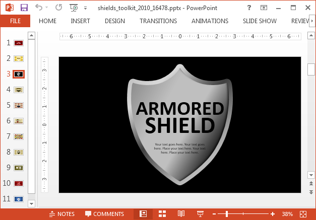 Animated Shield PowerPoint Template - SlideHunter.com