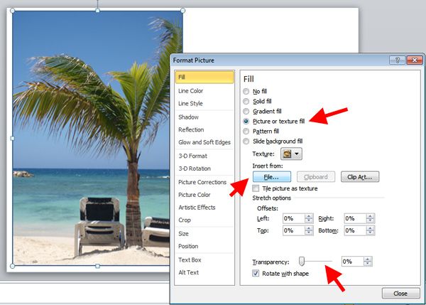 How to add transparency to a image in a PowerPoint slide