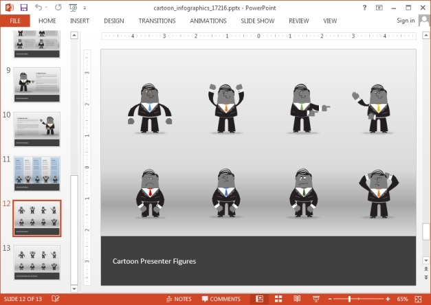 Animated Cartoon Infographics Template For PowerPoint