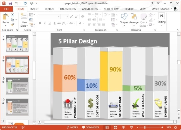 Display Graphs As Infographics With Graph Blocks Template For PowerPoint
