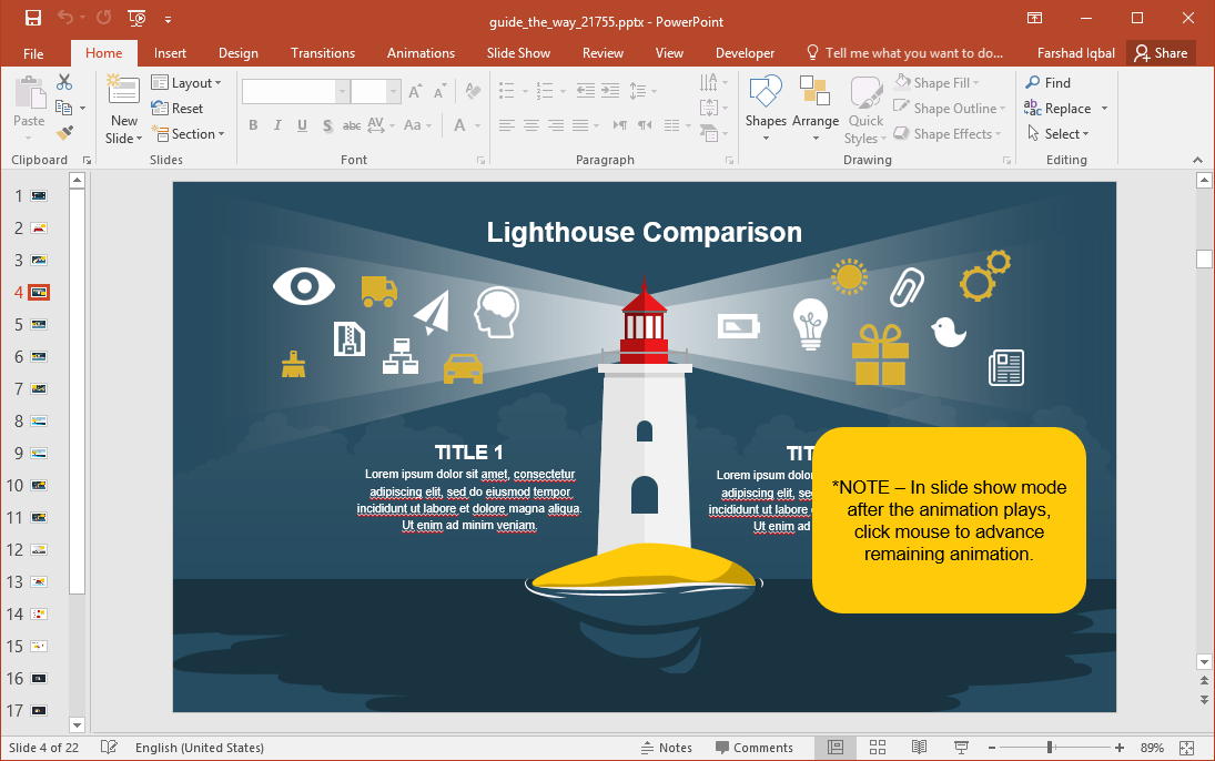 Animated Guide the Way Lighthouse PowerPoint Template