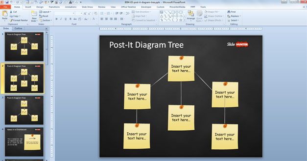 Free Tree Diagram Template for PowerPoint with Post-It Notes - Free ...
