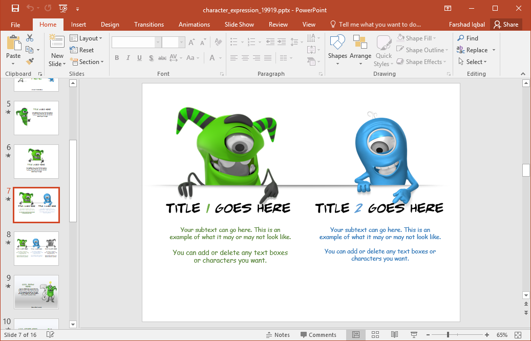 Animated Cute Monsters PowerPoint Template