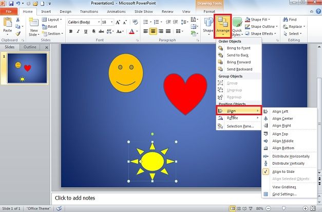 How To Align Shapes In PowerPoint 2010