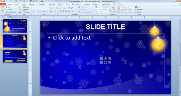 Free Golden Balls Christmas PowerPoint Template - Free PowerPoint ...