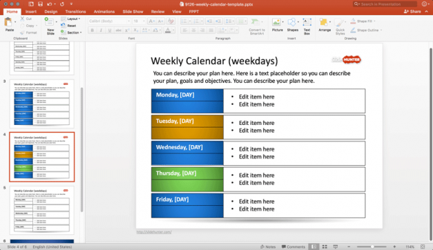Free Weekly Blank Calendar Template for PowerPoint - Free PowerPoint ...