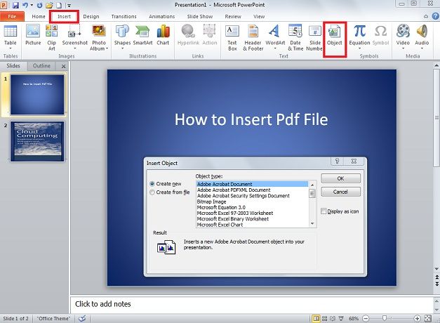 How To Insert PDF File Into PowerPoint 2010