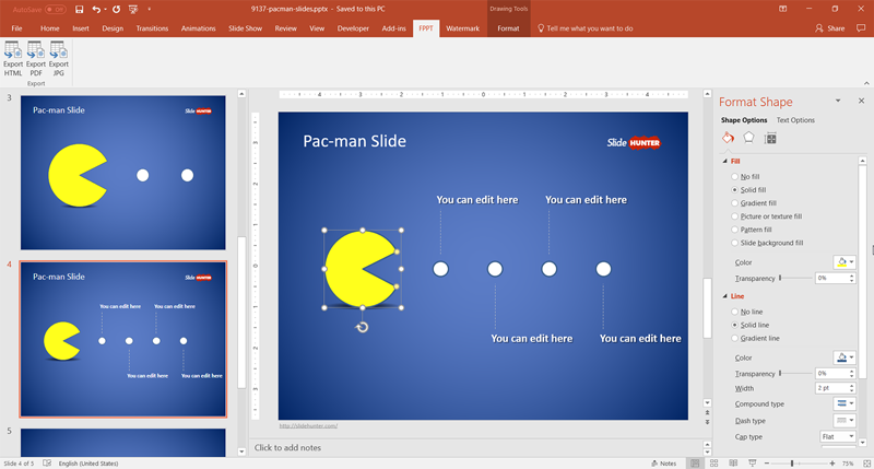 Free Pac-man Slide Template for PowerPoint - Free PowerPoint Templates ...