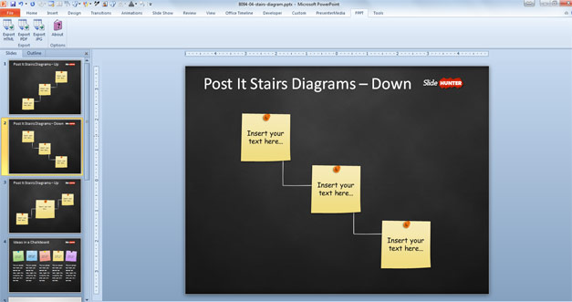 Free PowerPoint Stairs Diagram Template with Post-It Notes - Free ...