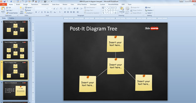 Free Tree Diagram Template for PowerPoint with Post-It Notes - Free ...